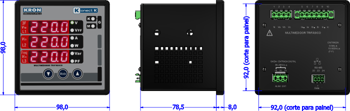 Konect K Energy Meter with RS-485 Panel-Mount Port